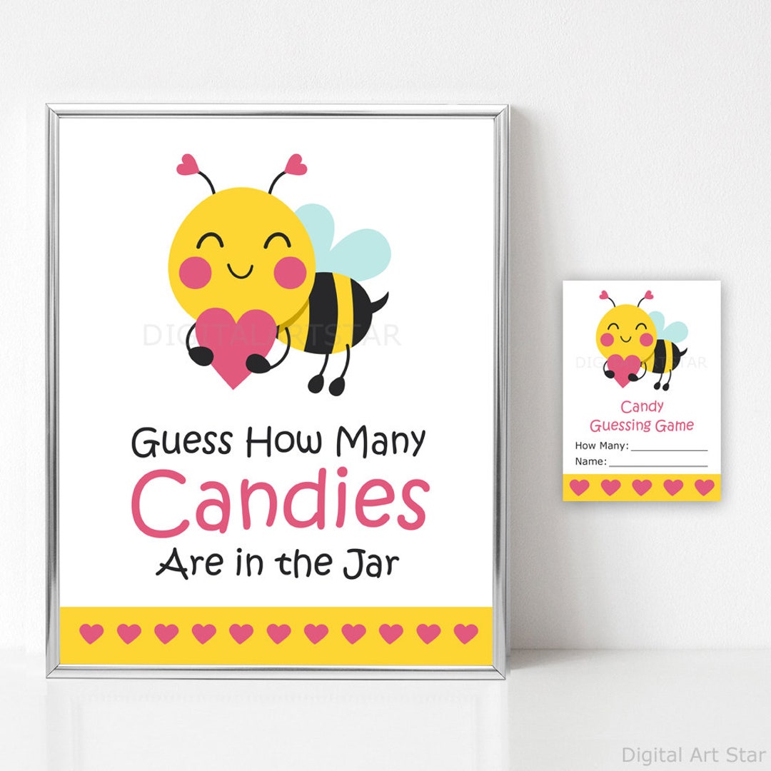 Bee Valentine's Day Candy Guessing Game Template Printable Valentine ...