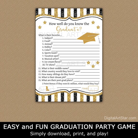 How Well Do You Know the Graduate Game, Graduation Party Game, High ...