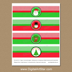 Christmas Water Bottle Label Template, Kids Christmas Party Decor ...