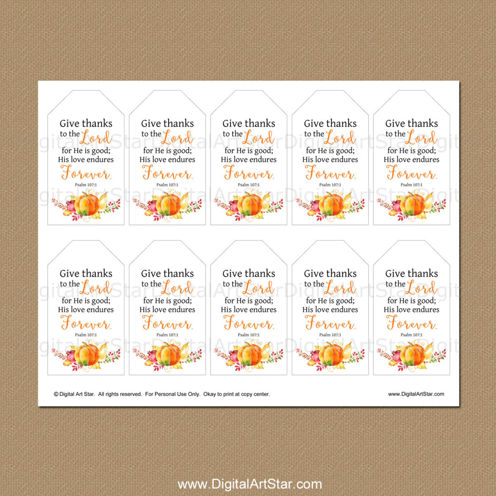 Thanksgiving Bible Verse Gift Tags Printable Thanksgiving - Etsy