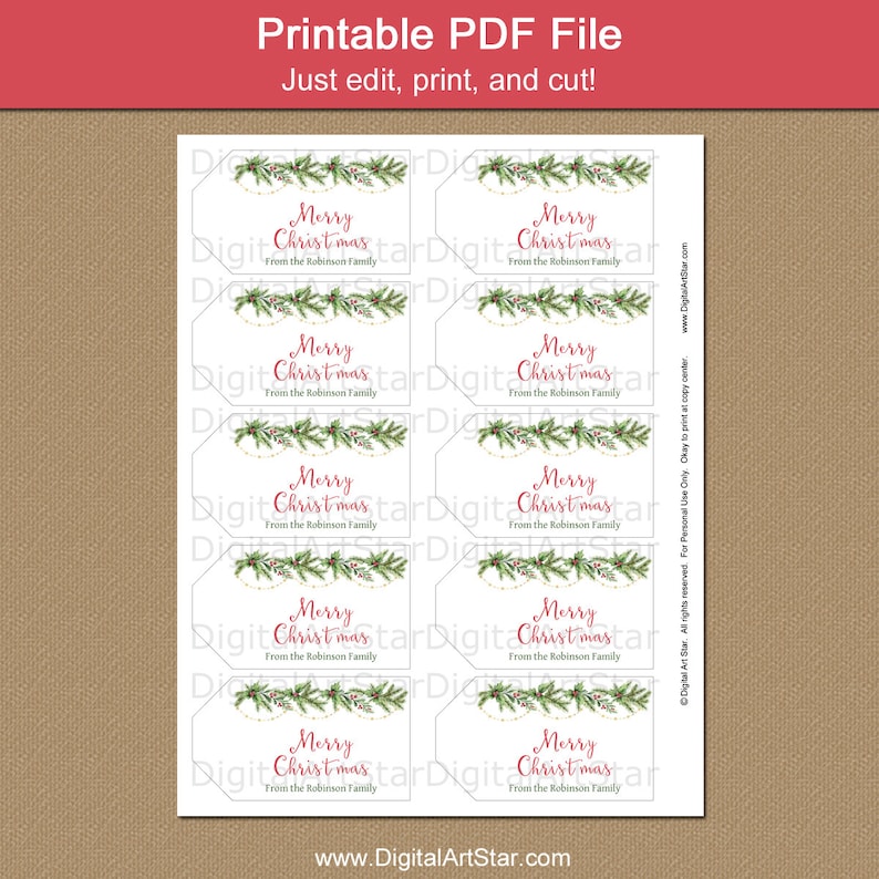 Editable Holiday Gift Tags Printable Christmas Tags Family | Etsy