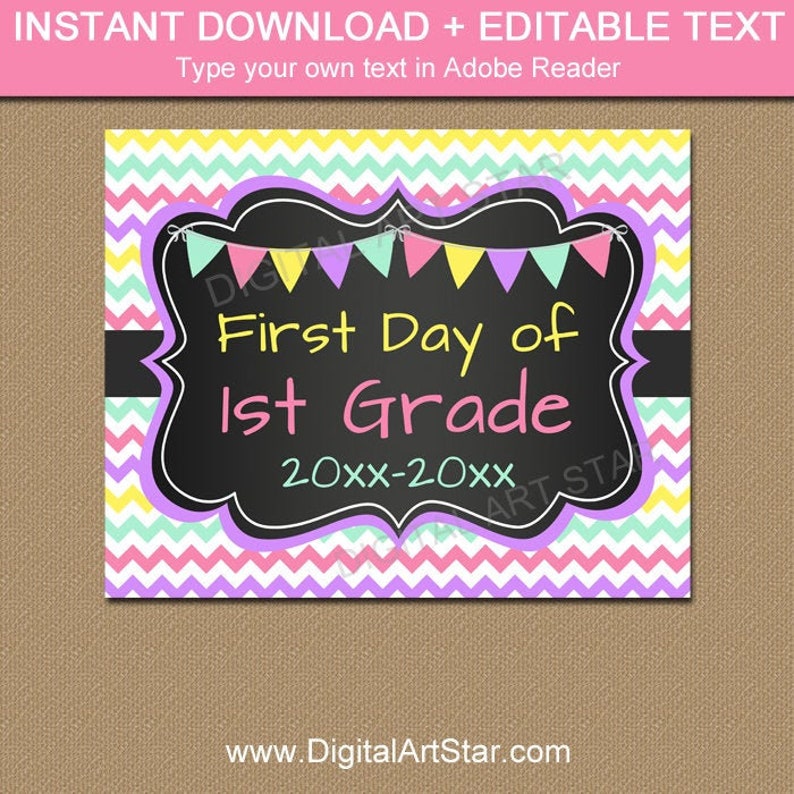 First Day of First Grade Sign Instant Download First Day of | Etsy