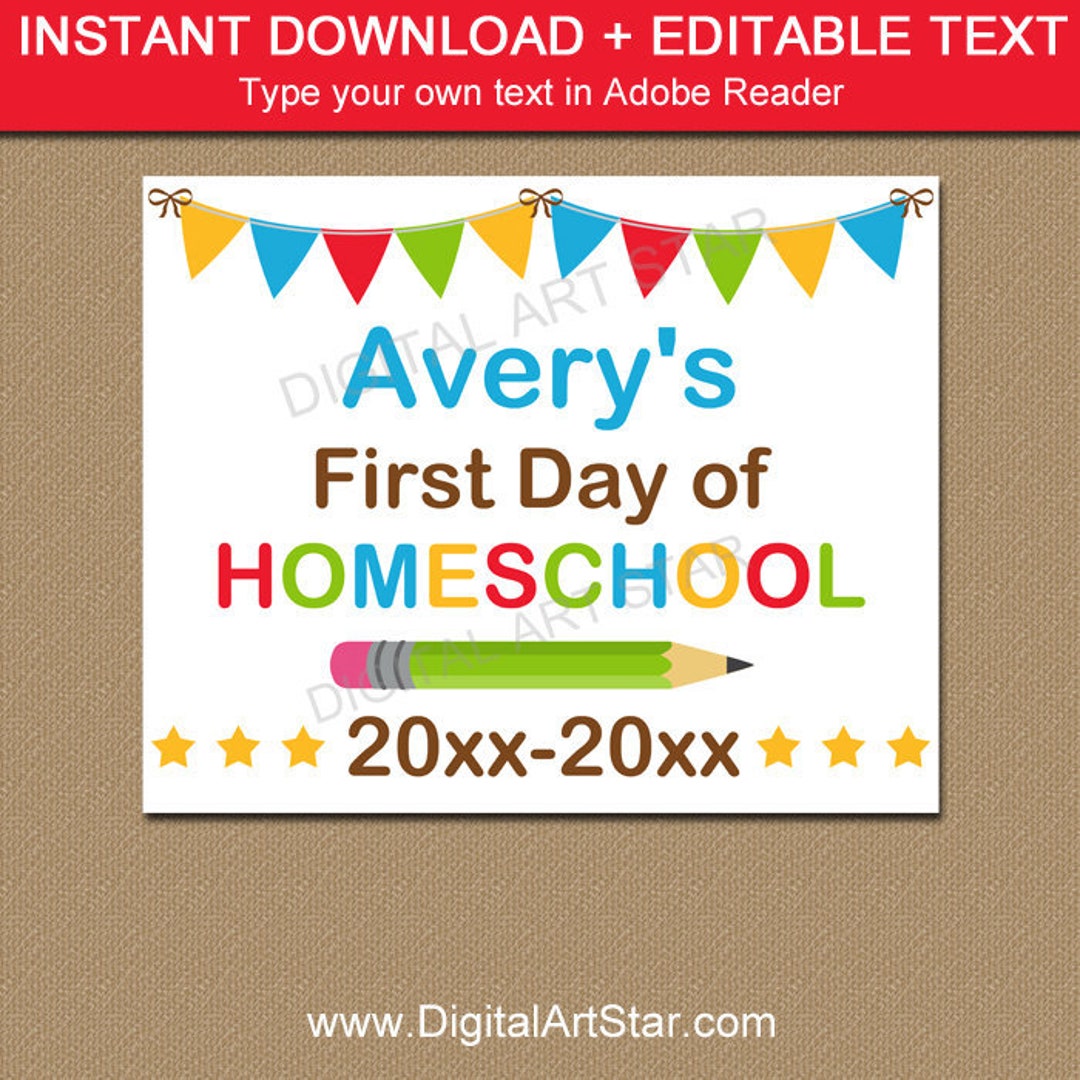 First Day of Homeschool Sign Printable First Day of School - Etsy