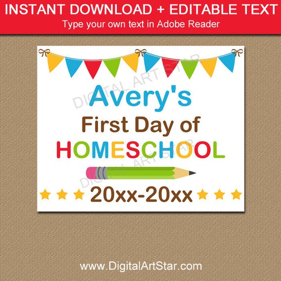 First Day of Homeschool Sign - Printable First Day of School Sign 2023 ...