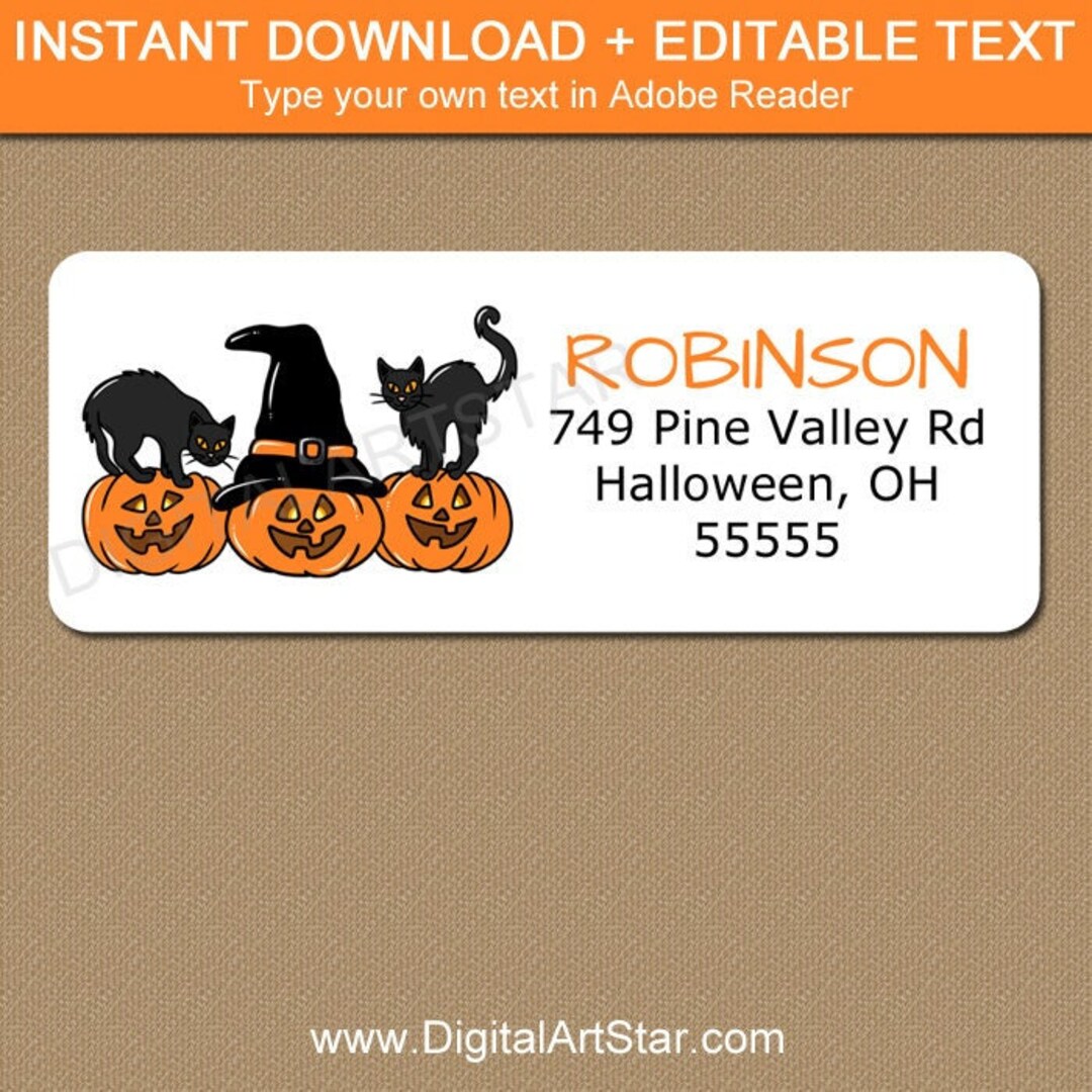 Pumpkin Address Labels, Halloween Address Labels Template, Halloween Pumpkin Labels for Kids ...