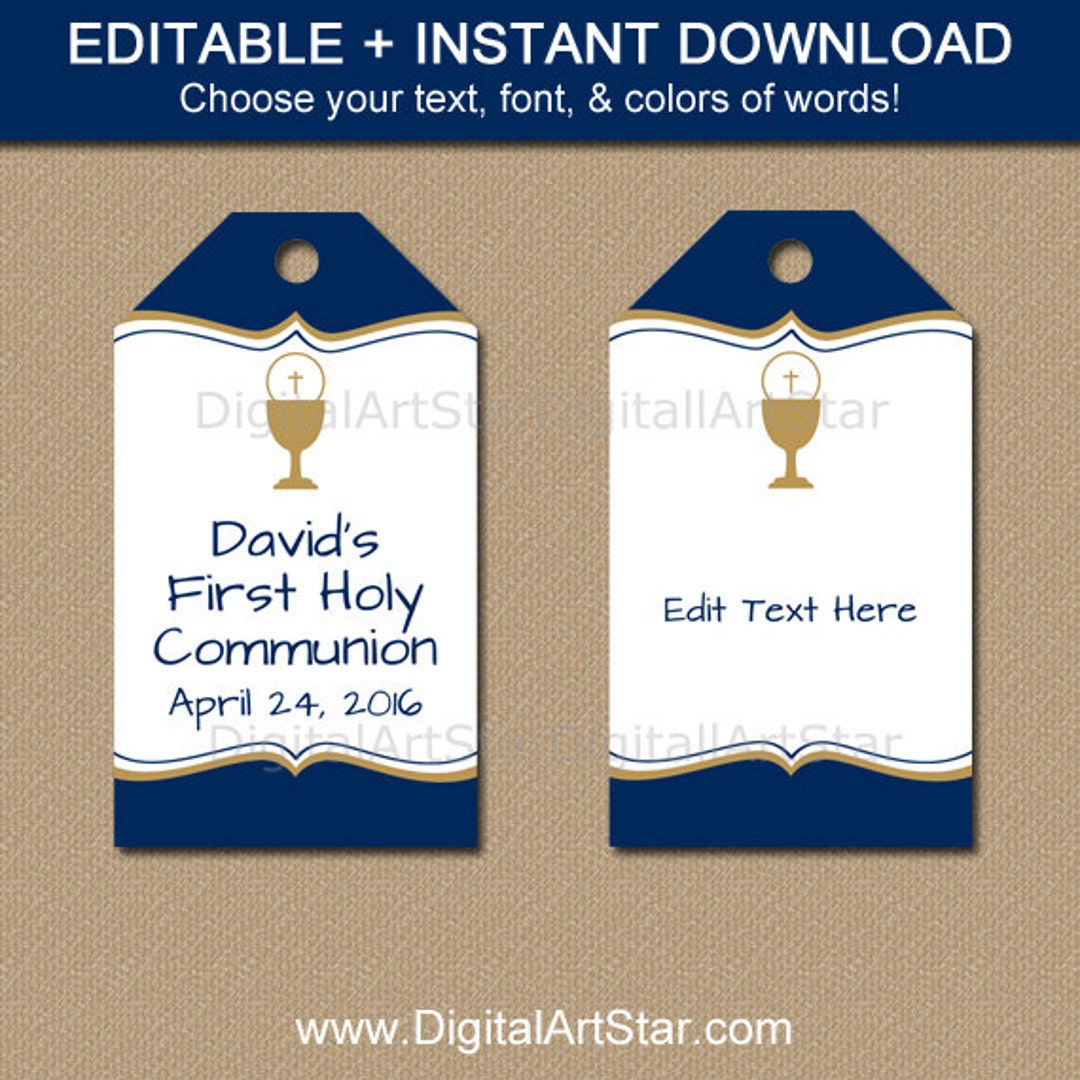 Printable First Communion Favor Tag Template First Communion Tags With ...