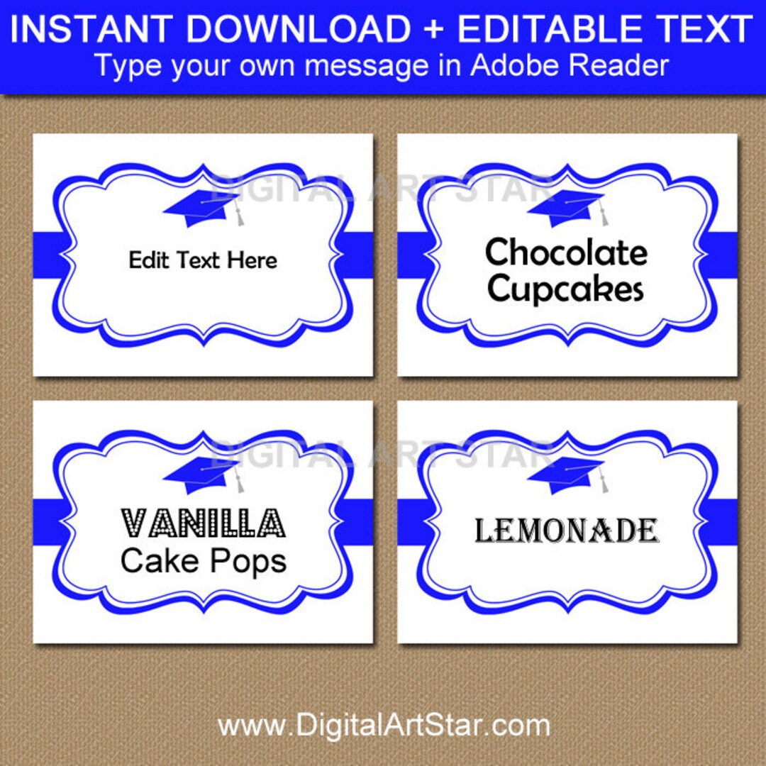Graduation Food Labels, High School Graduation Buffet Labels, College ...
