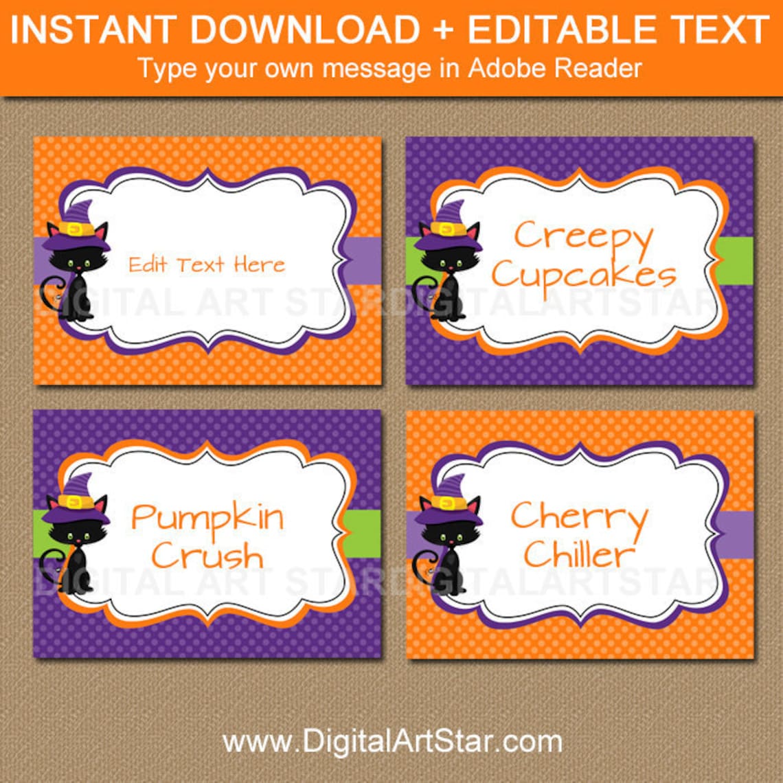 Halloween Printable Labels Food Labels Food Tents Place - Etsy