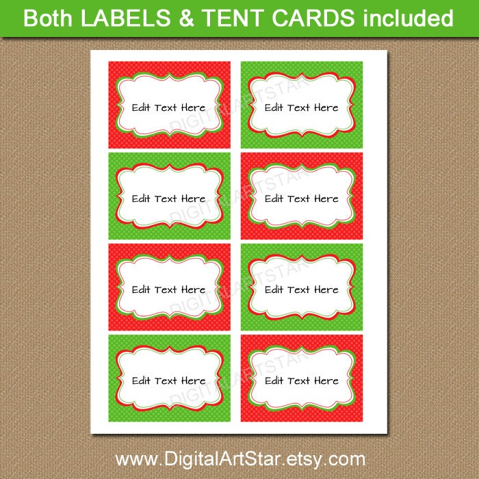 Printable Christmas Buffet Card Christmas Labels Holiday - Etsy