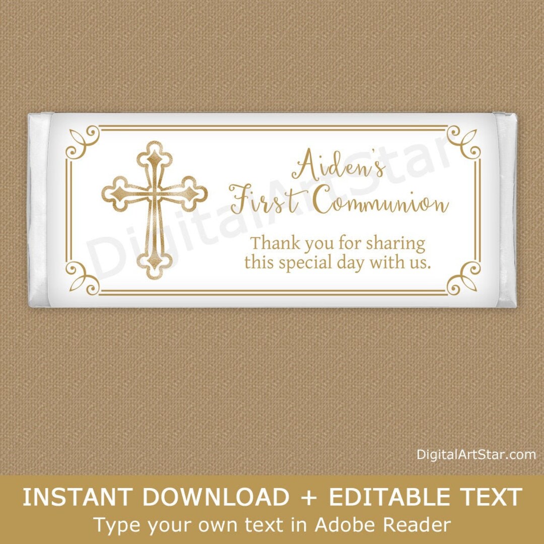 Editable First Communion Favors, First Communion Candy Bar Labels ...