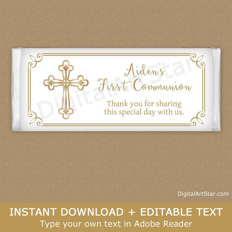 Editable First Communion Favors First Communion Candy Bar | Etsy