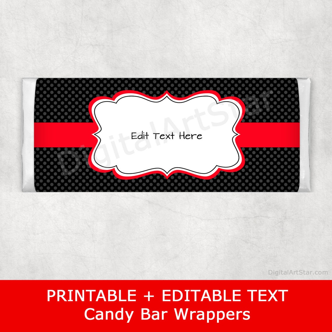 Black and Red Candy Bar Wrappers Printable Candy Bar Labels | Etsy