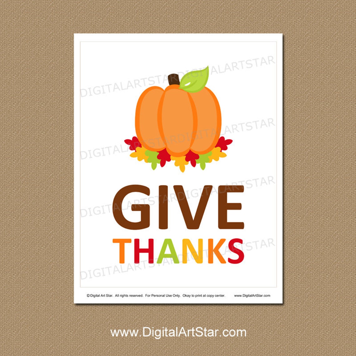 Give Thanks Sign Thanksgiving Decorations Pumpkin Art Print - Etsy