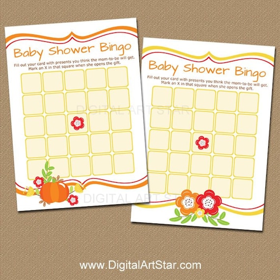 Fall Baby Shower Bingo, Printable Bingo Cards, Fall Baby Shower Ideas ...