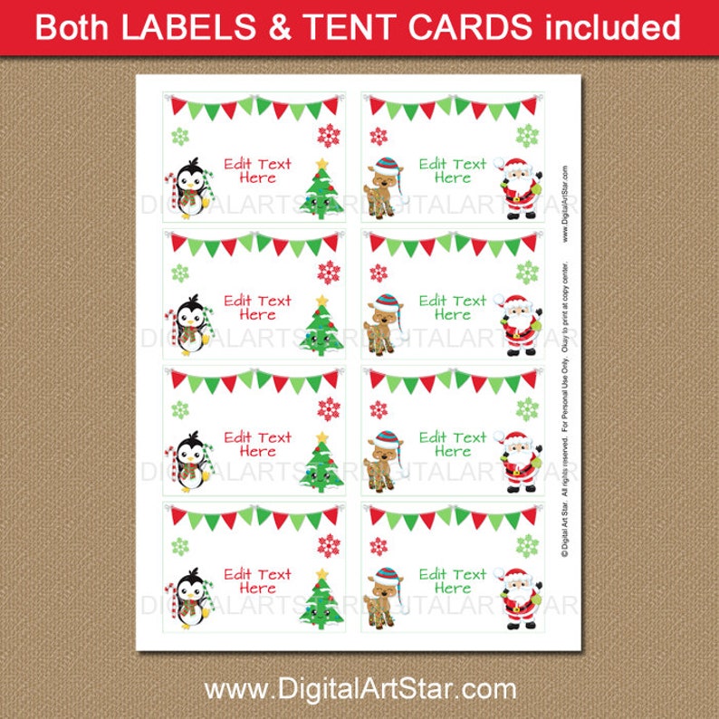 Christmas Food Labels Printable Editable Christmas Labels | Etsy