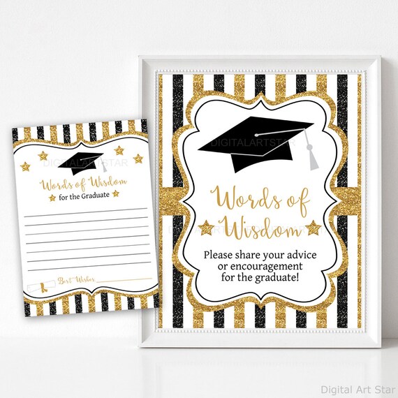 Words of Wisdom for the Graduate Sign 8x10, Printable Graduation Words ...