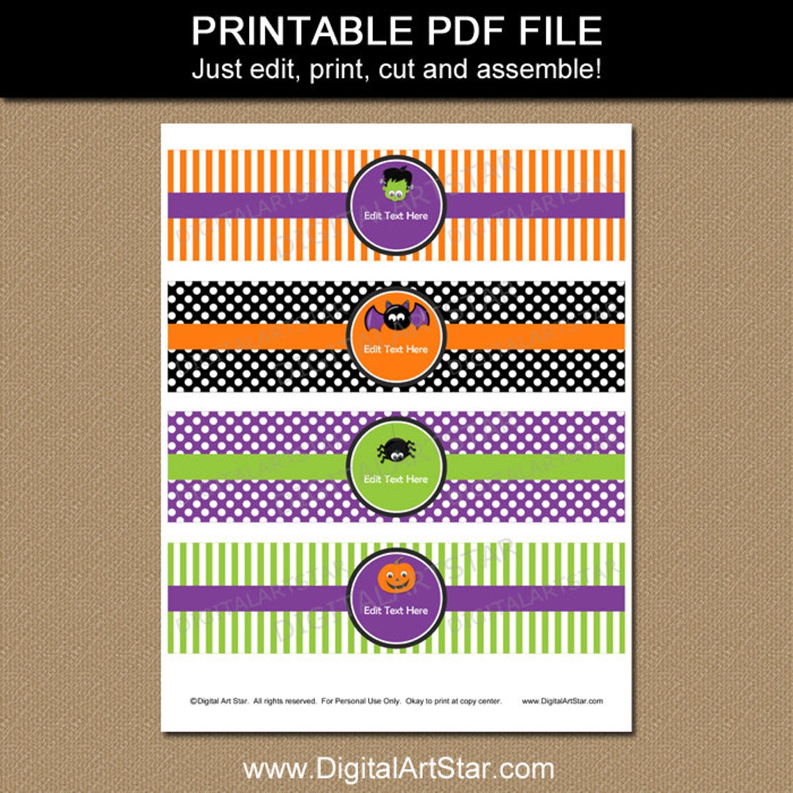 Halloween Printable Editable Labels for Water Bottles Water - Etsy