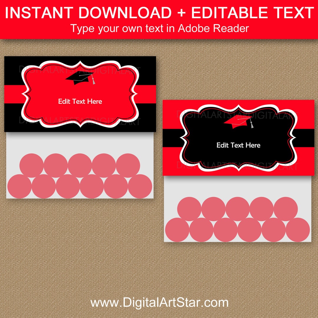 2024 Graduation Goodie Bag Topper, EDITABLE Graduation Bag Topper, Red ...