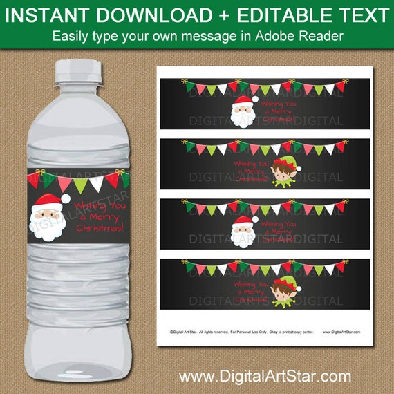 Christmas Chalkboard Water Bottle Labels - Santa Water Bottle Labels ...