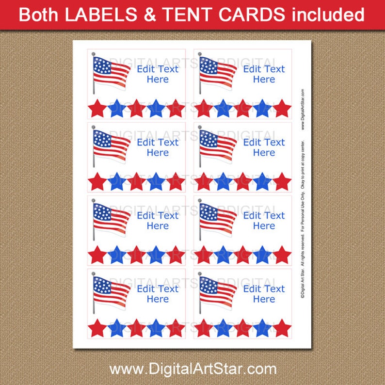 4th of July Label Digital Download 4th of July Food Labels | Etsy