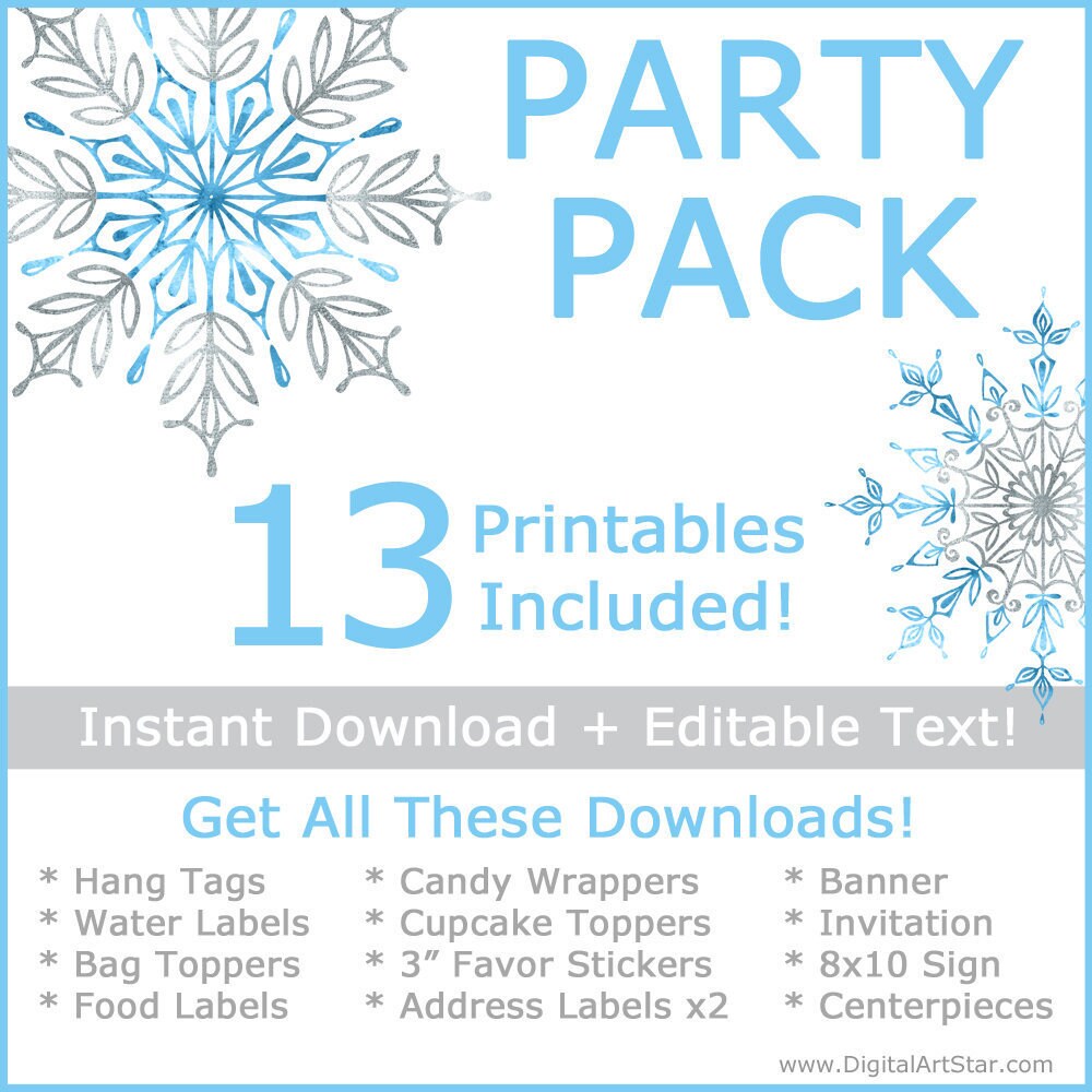 Snowflake Party Printables Snowflake Party Supplies | Etsy