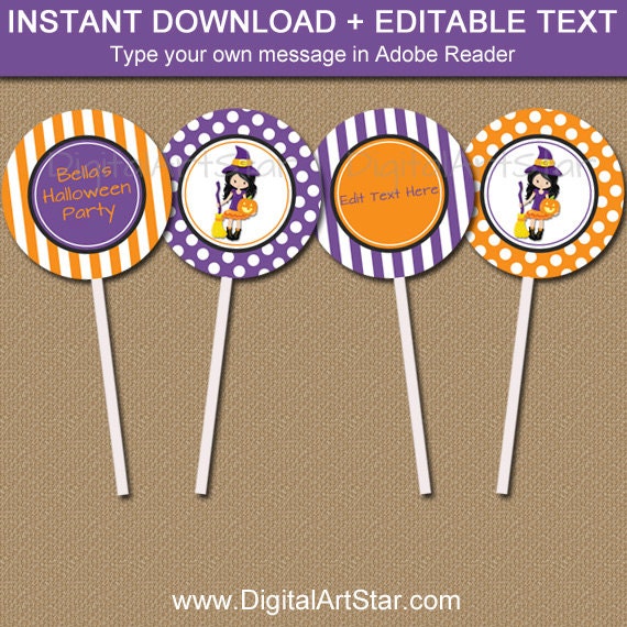 Halloween Cupcake Toppers Printable, Halloween Party Decor, Halloween ...