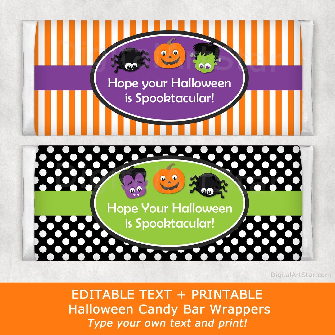 Halloween Candy Bar Wrapper Download, Halloween Party Favors Printables ...