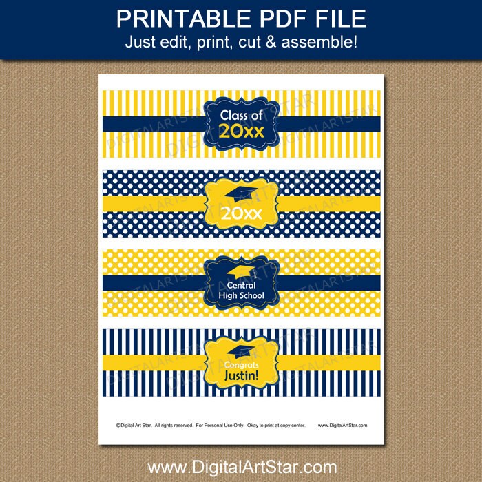 High School Graduation Water Bottle Labels Printable High | Etsy