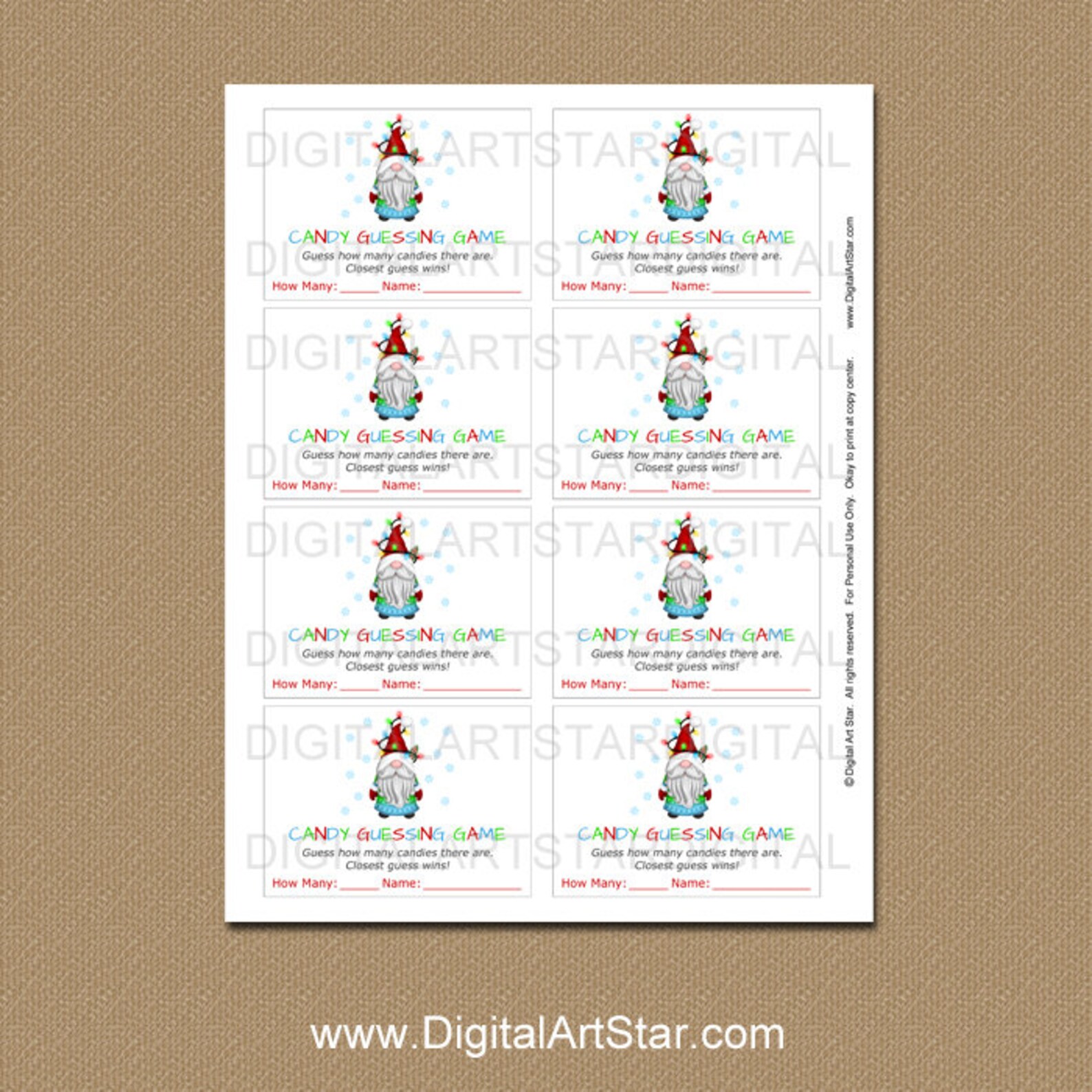 Christmas Candy Guessing Game Printable, Guess How Many Candies ...
