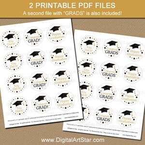 Printable Graduation Cupcake Toppers, Graduation Party Decorations in ...