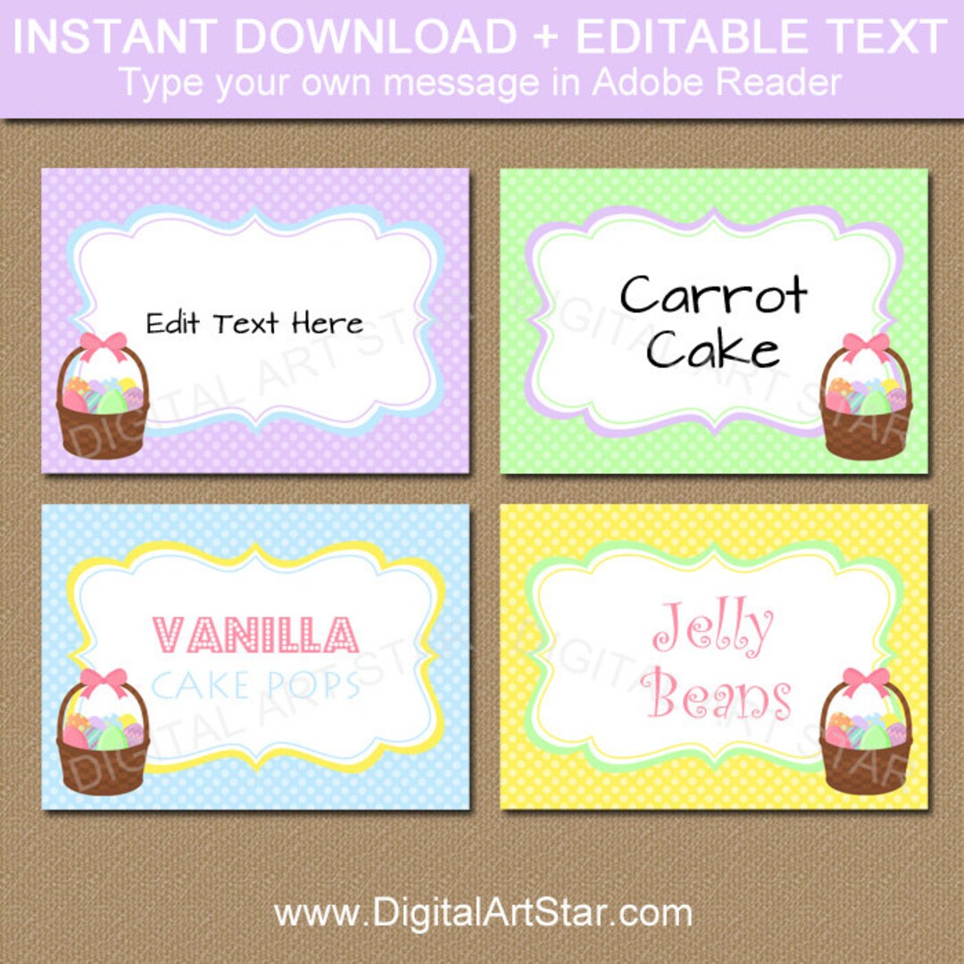 Easter Food Labels Easter Labels Printable Place Cards Easter Easter ...