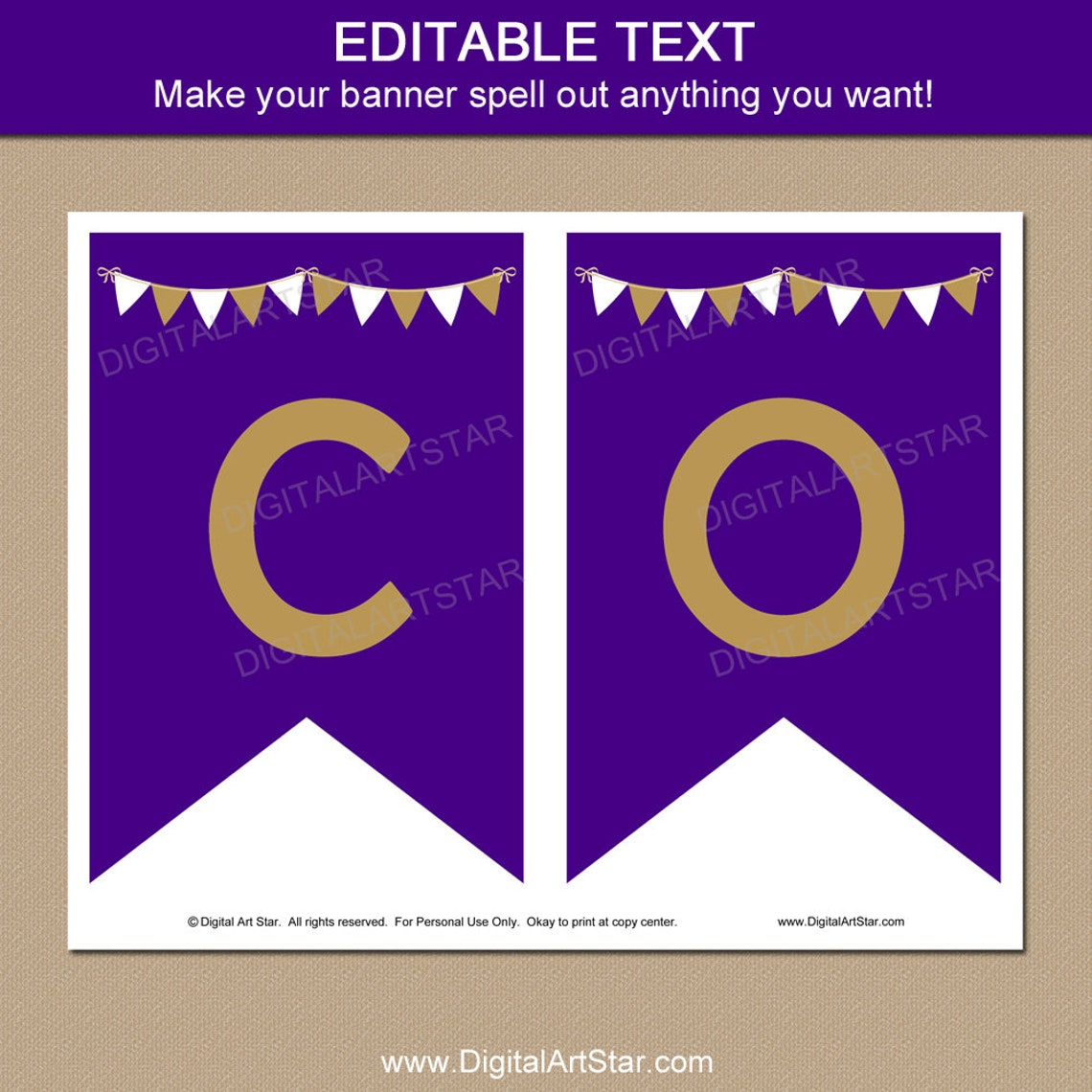 Purple and Gold Graduation Banner Template Purple and Gold - Etsy