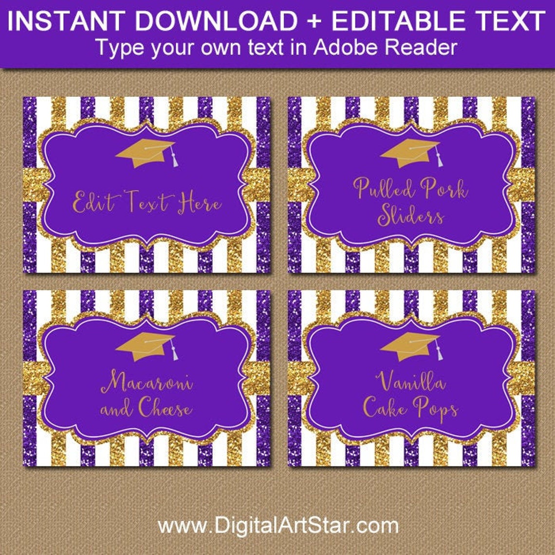 Editable Graduation Labels Purple and Gold Graduation - Etsy