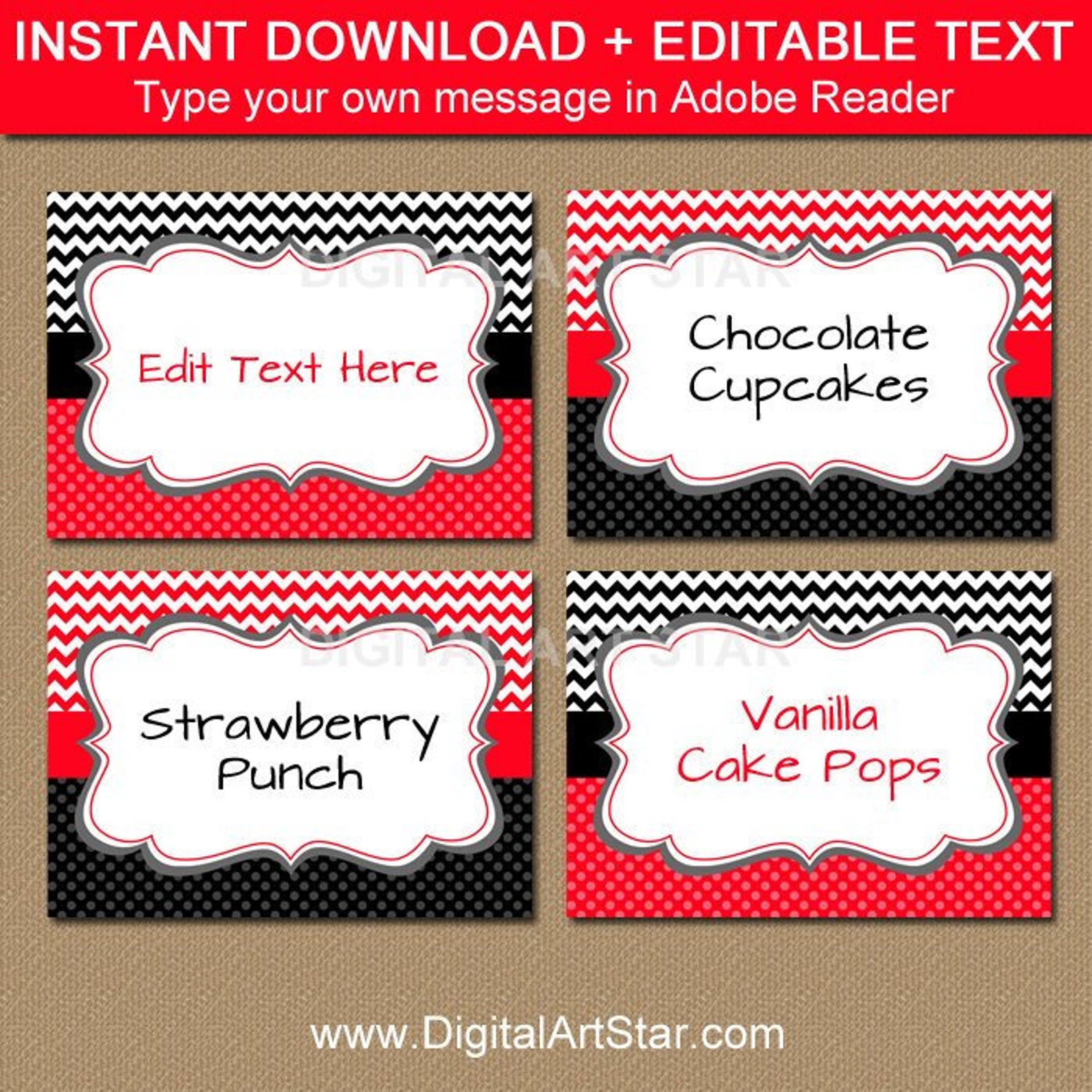 Printable Candy Buffet Labels for Birthday Editable Food - Etsy