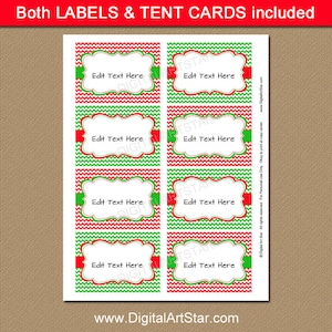 Holiday Party Food Labels, Christmas Food Labels, Printable Food Label ...