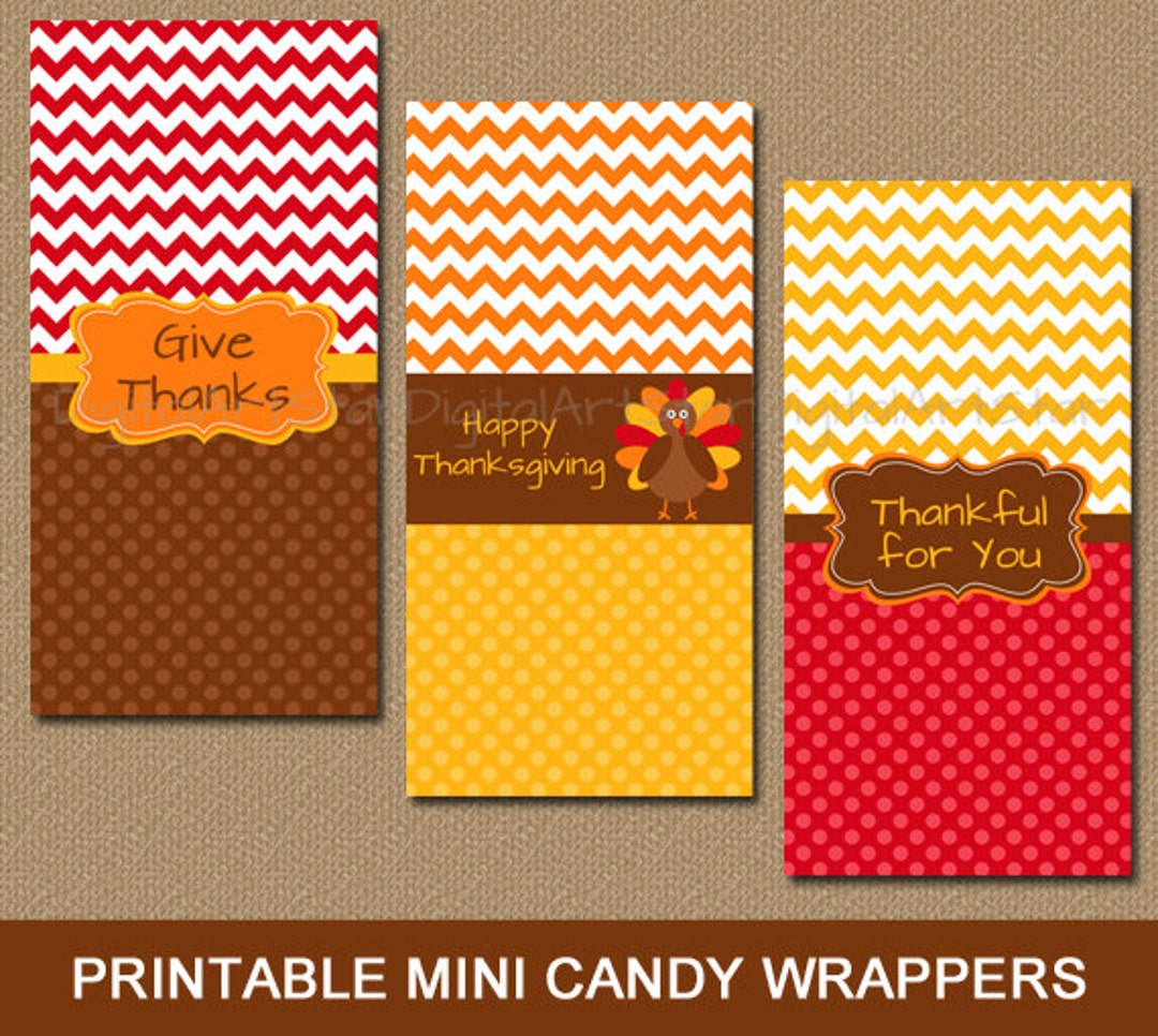 Thanksgiving Candy Bar Wrappers Printable Thanksgiving Party Favors ...