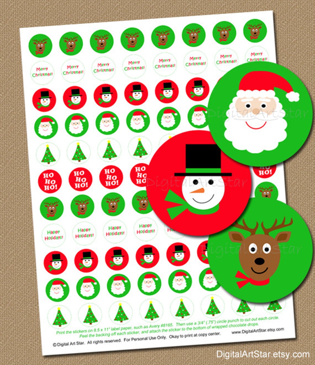 Christmas Party Favors Christmas Candy Stickers Printable - Etsy