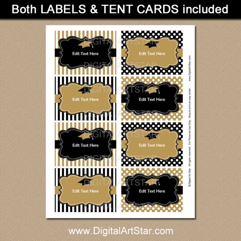 Graduation Candy Buffet Labels Graduation Food Labels | Etsy