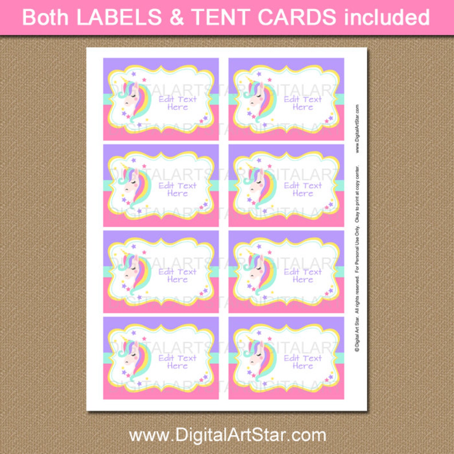 Unicorn Candy Buffet Labels Girl Birthday Label Girl Baby - Etsy