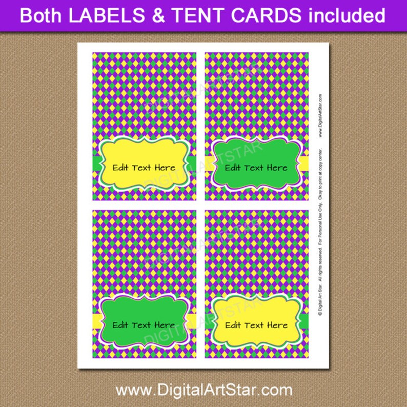 EDITABLE Mardi Gras Labels Mardi Gras Candy Buffet Labels - Etsy