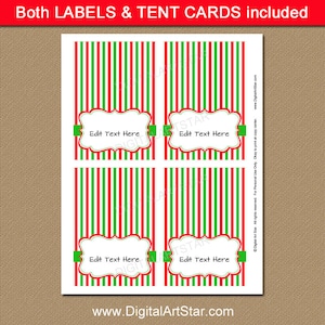 Printable Christmas Food Labels, Tent Cards, Christmas Place Cards ...