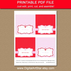 Valentine's Day Bag Toppers, PRINTABLE Valentine Bag Toppers, Bag ...