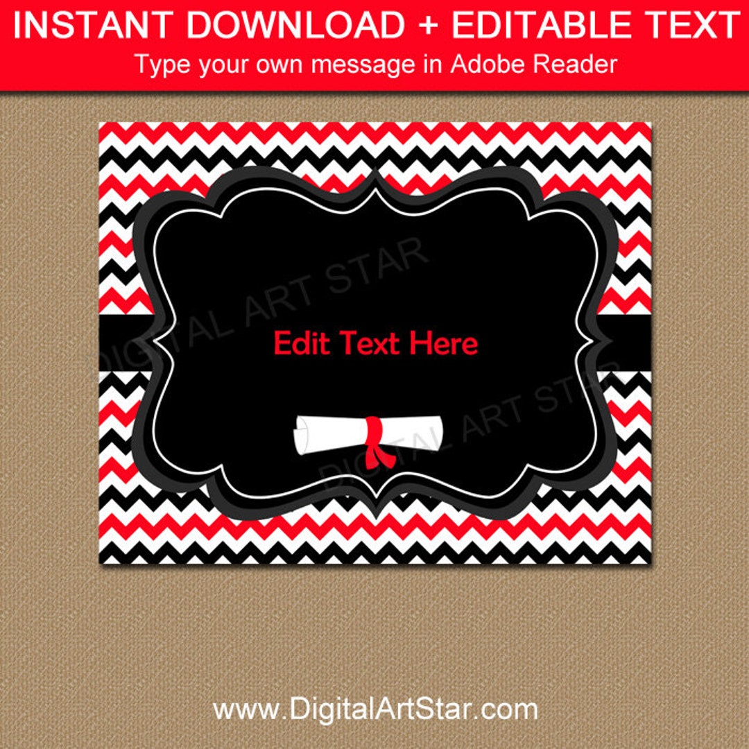 High School Graduation Sign Template, Red and Black Graduation Party ...