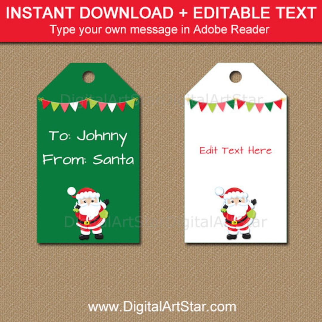 From Santa Tags, Santa Gift Tags, From Santa Stickers, Printable Santa ...