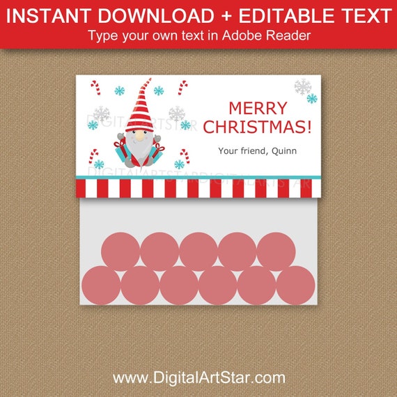 Christmas Treat Bag Toppers for Kids, Candy Cane Bag Topper, Gnomes Bag ...