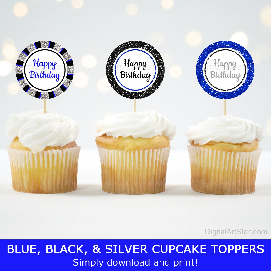 Happy Birthday Cupcake Toppers Printable Happy Birthday - Etsy