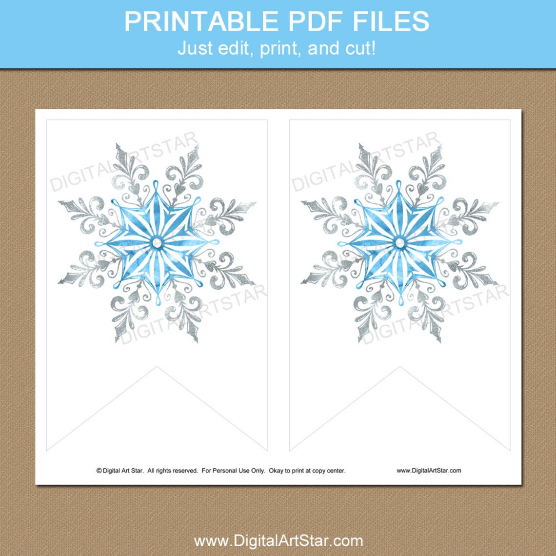 Snowflake Banner Printable Snowflake Baby Shower Banner | Etsy