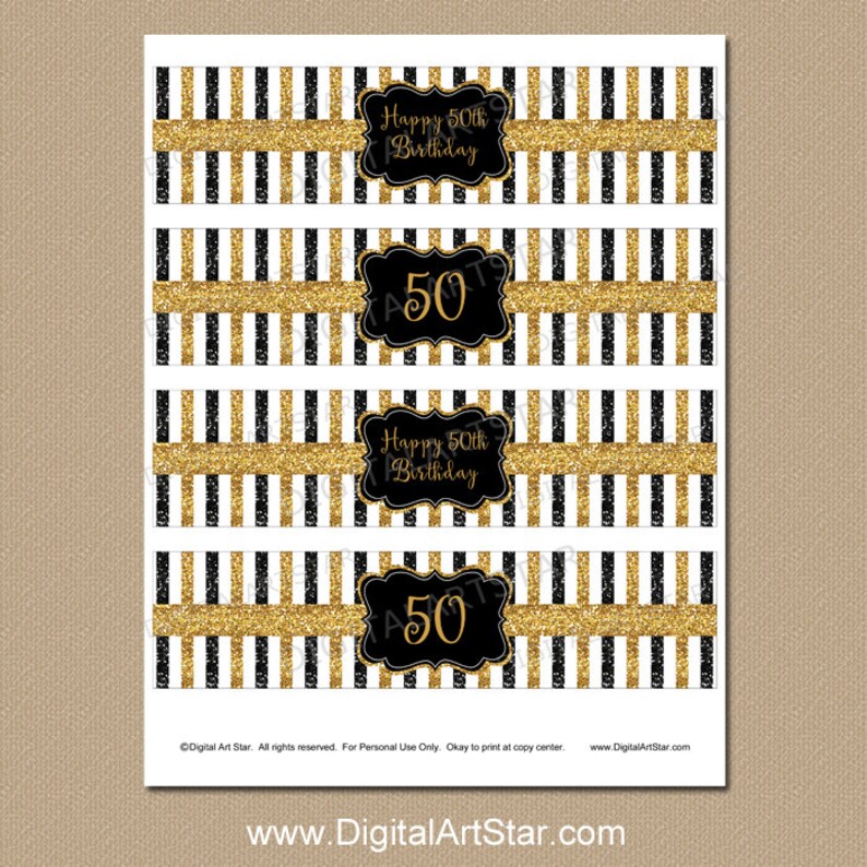 Happy 50th Birthday Water Bottle Labels 50th Birthday Party | Etsy