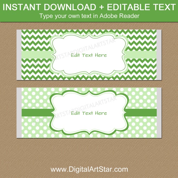 Green Candy Bar Wrappers, St Patricks Day Chocolate Bar Wrapper, Candy ...