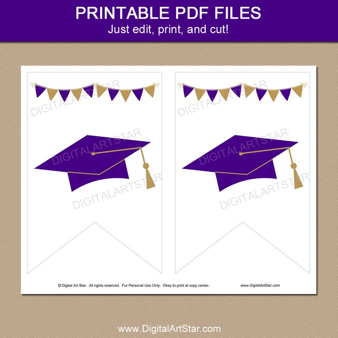 Purple and Gold Graduation Banner Template Purple and Gold - Etsy